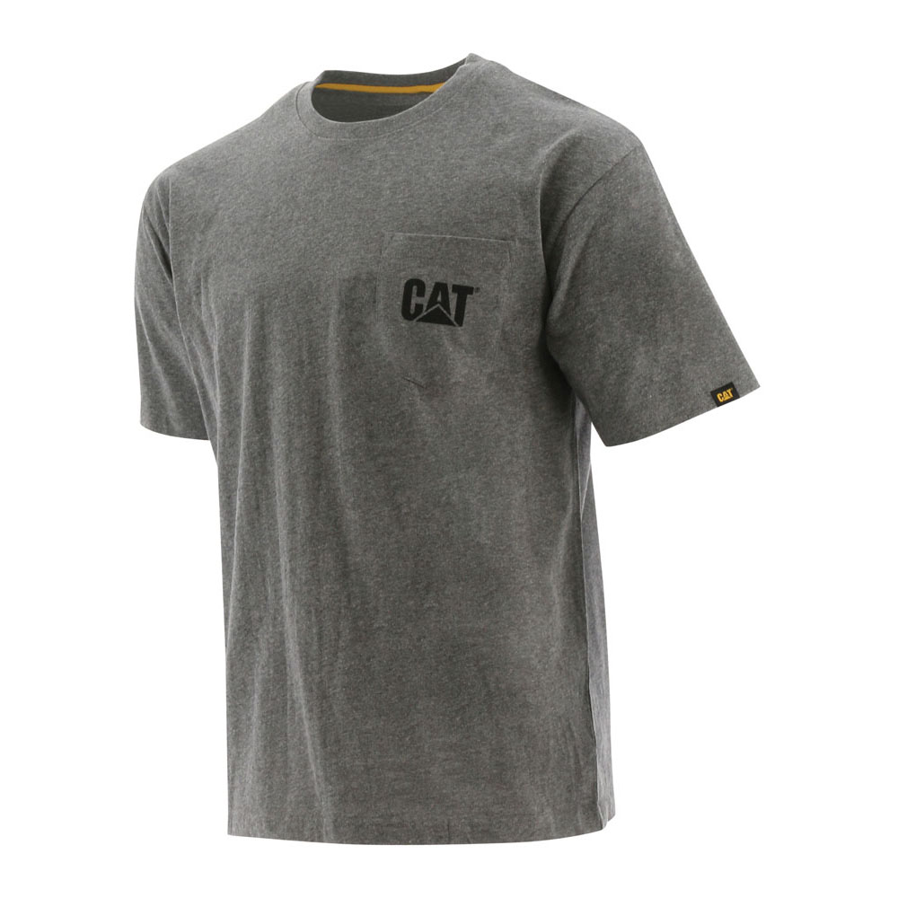 Logo pocket tee - Dark heather grey - Cw - tops - CAT Footwear