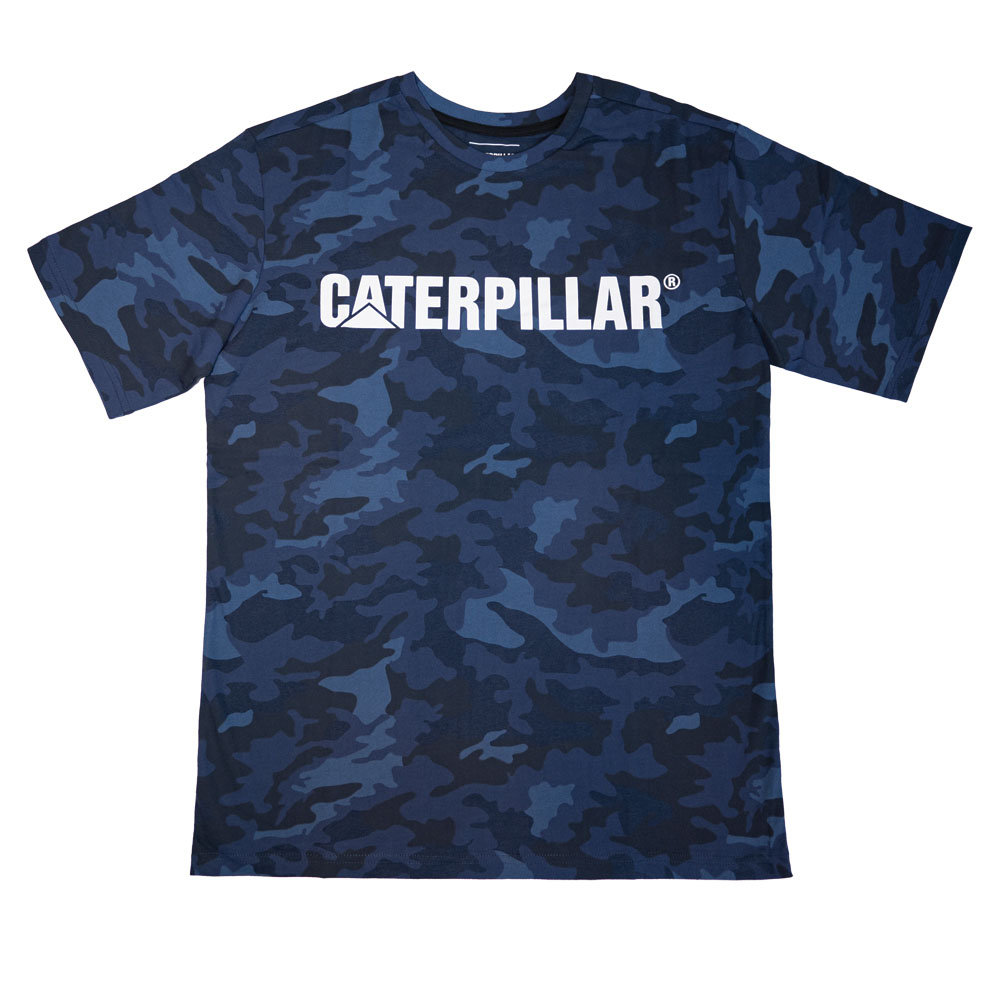 Original fit caterpillar logo tee - Blue woodland camo aop-white - Ca ...